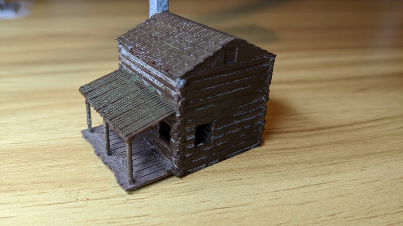 N-scale Small 2 Story Log Cabin With Front Porch Detailed - Etsy