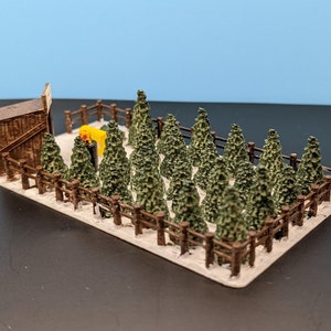 N-scale Christmas Tree Lot With Trees, Fence, Building & Fire Barrel ...