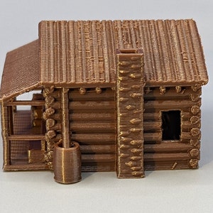 N-scale Log Cabin Model, Detailed Interior Front Porch Benches - 1:160 ...