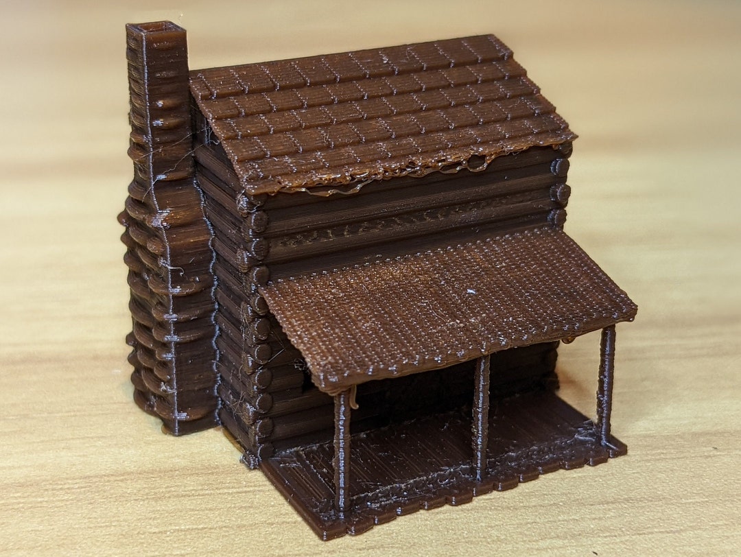 N-scale - Small 2 Story Log Cabin With Front Porch - Detailed Interior ...