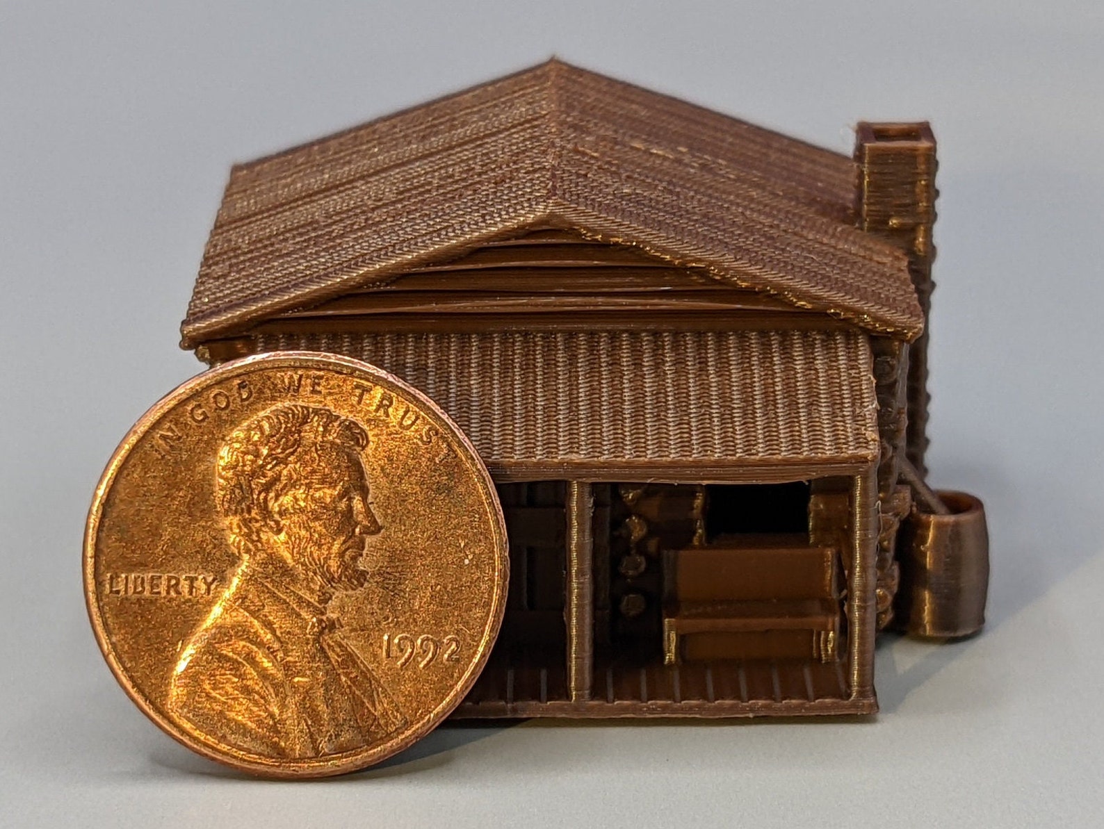 N-scale Log Cabin Model, Detailed Interior Front Porch Benches - 1:160 ...