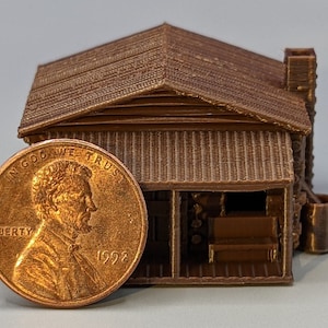 N-scale Log Cabin Model, Detailed Interior Front Porch Benches - 1:160 ...