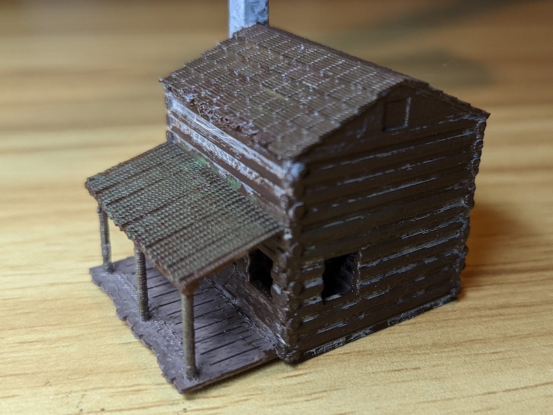 N-scale - Small 2 Story Log Cabin With Front Porch - Detailed Interior ...
