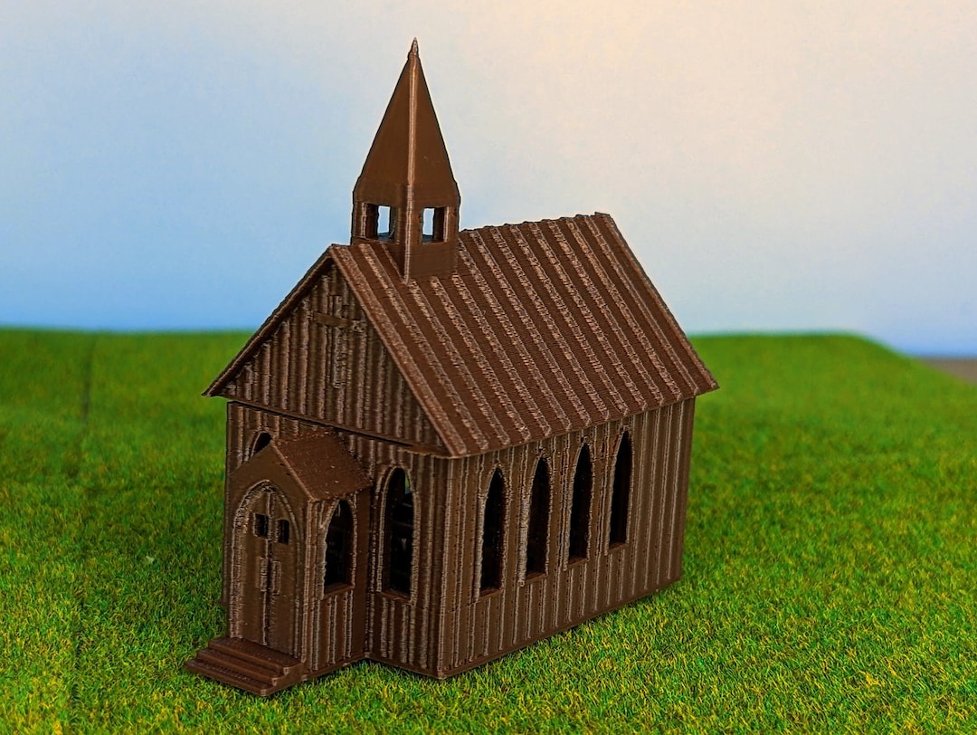 N-scale Small Rustic Country Church Model With Detailed Interior | 1: ...