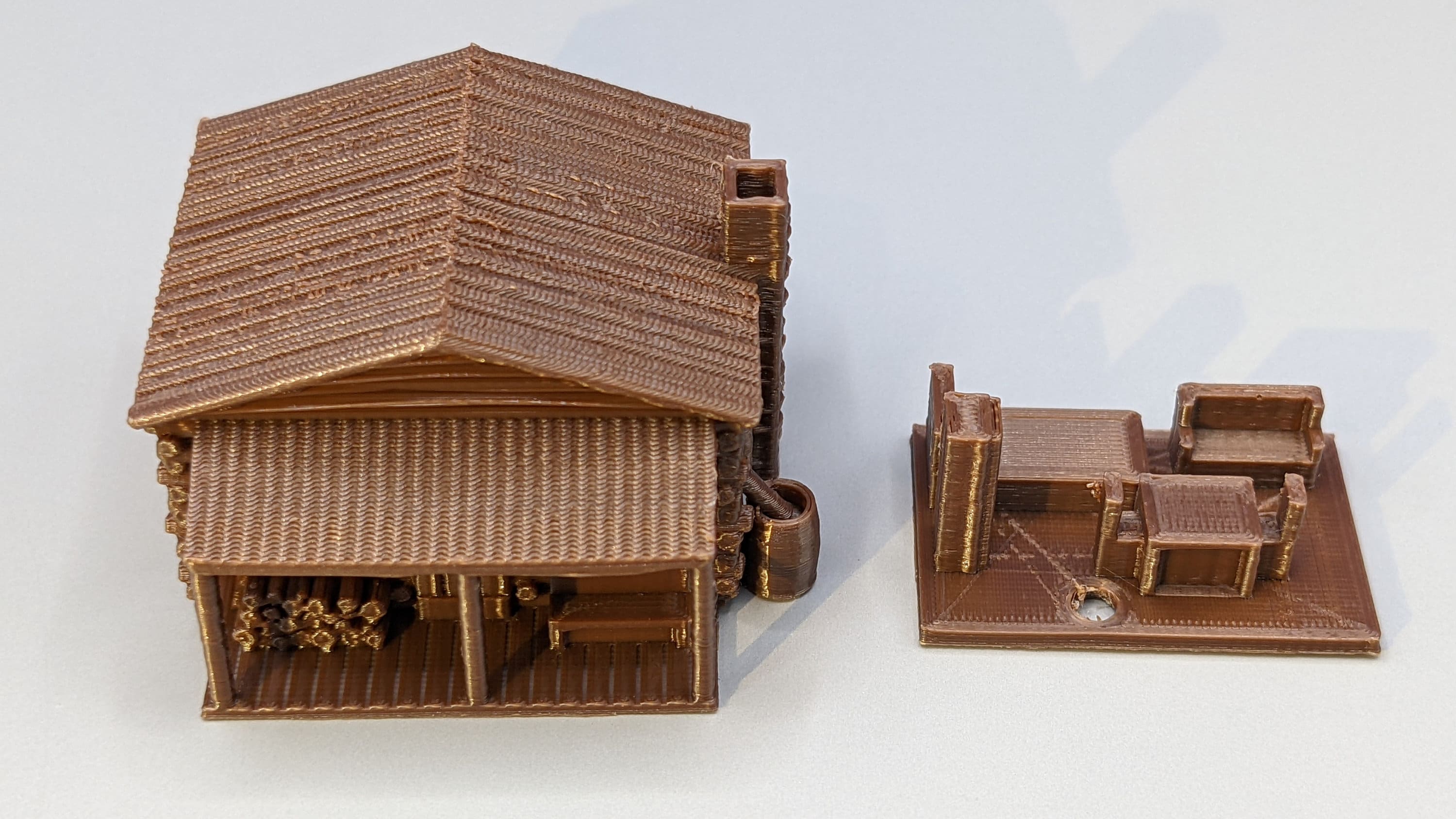 N-scale Log Cabin Model, Detailed Interior Front Porch Benches - 1:160 ...