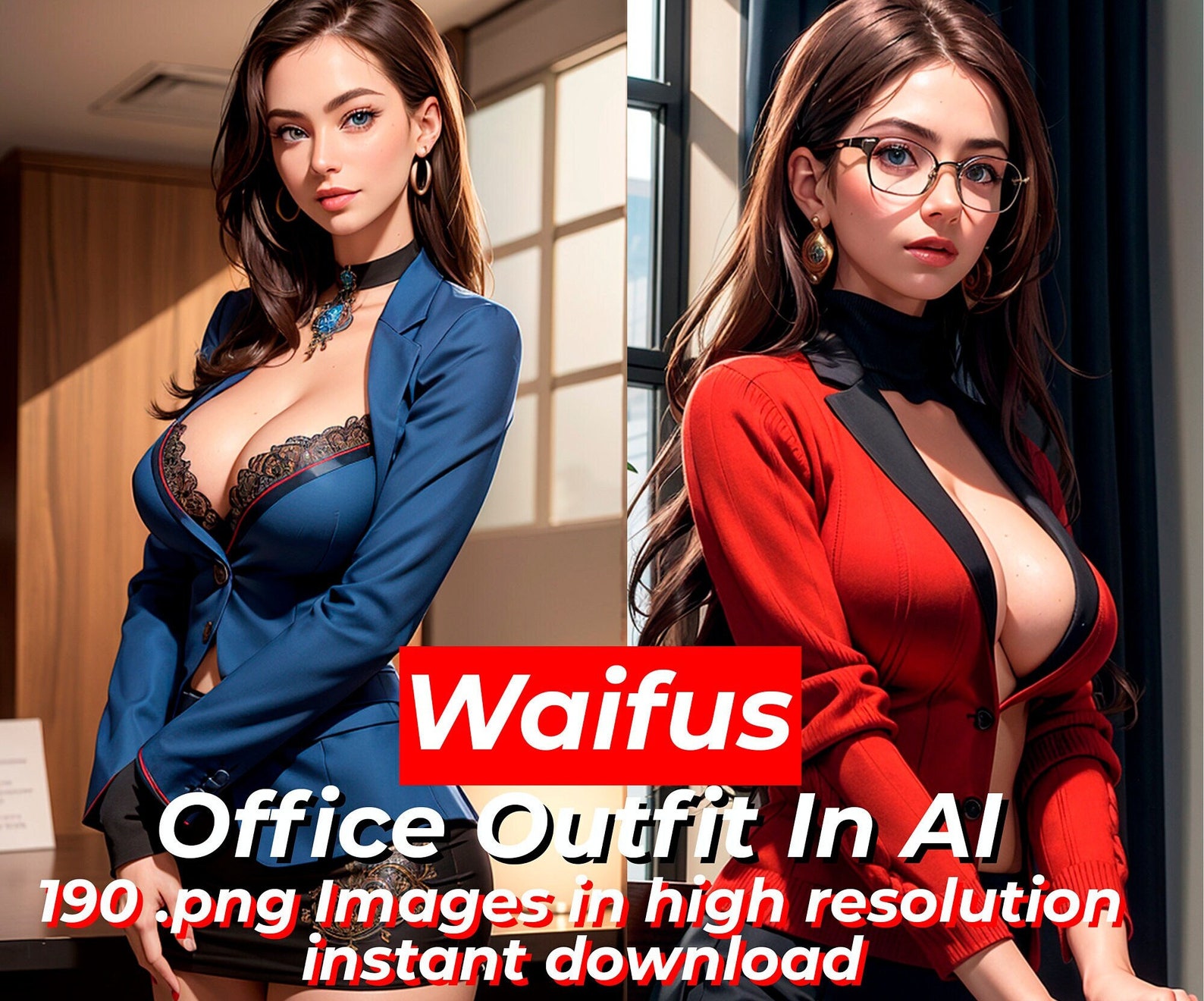 Waifus - NSFW 170 AI Images / Digital Babes / Office Outfit / Digital Download / Printable Art ...