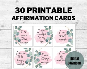 36 Powerful I Am Affirmation Printable Cards Self Reflection Daily ...
