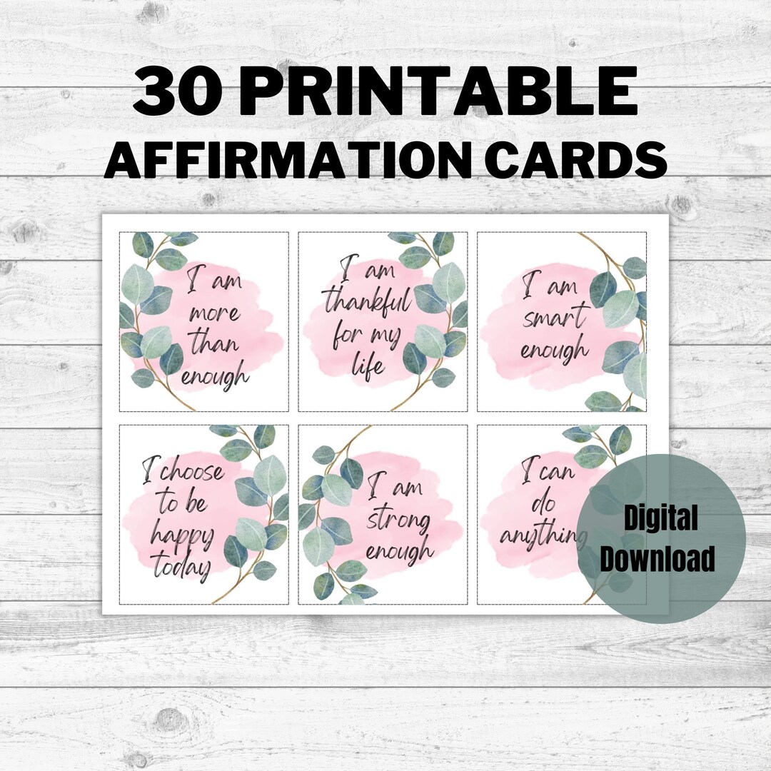 30 Affirmation Printable Cards Self Reflection Daily Affirmations Self ...