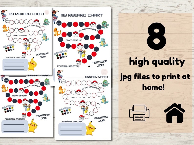 Pokemon Reward Chart - Printable Reward Chart - Behavior Reward Chart ...