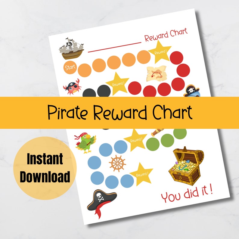 Pirate Reward Chart kids Sticker Chart toddler Reward - Etsy