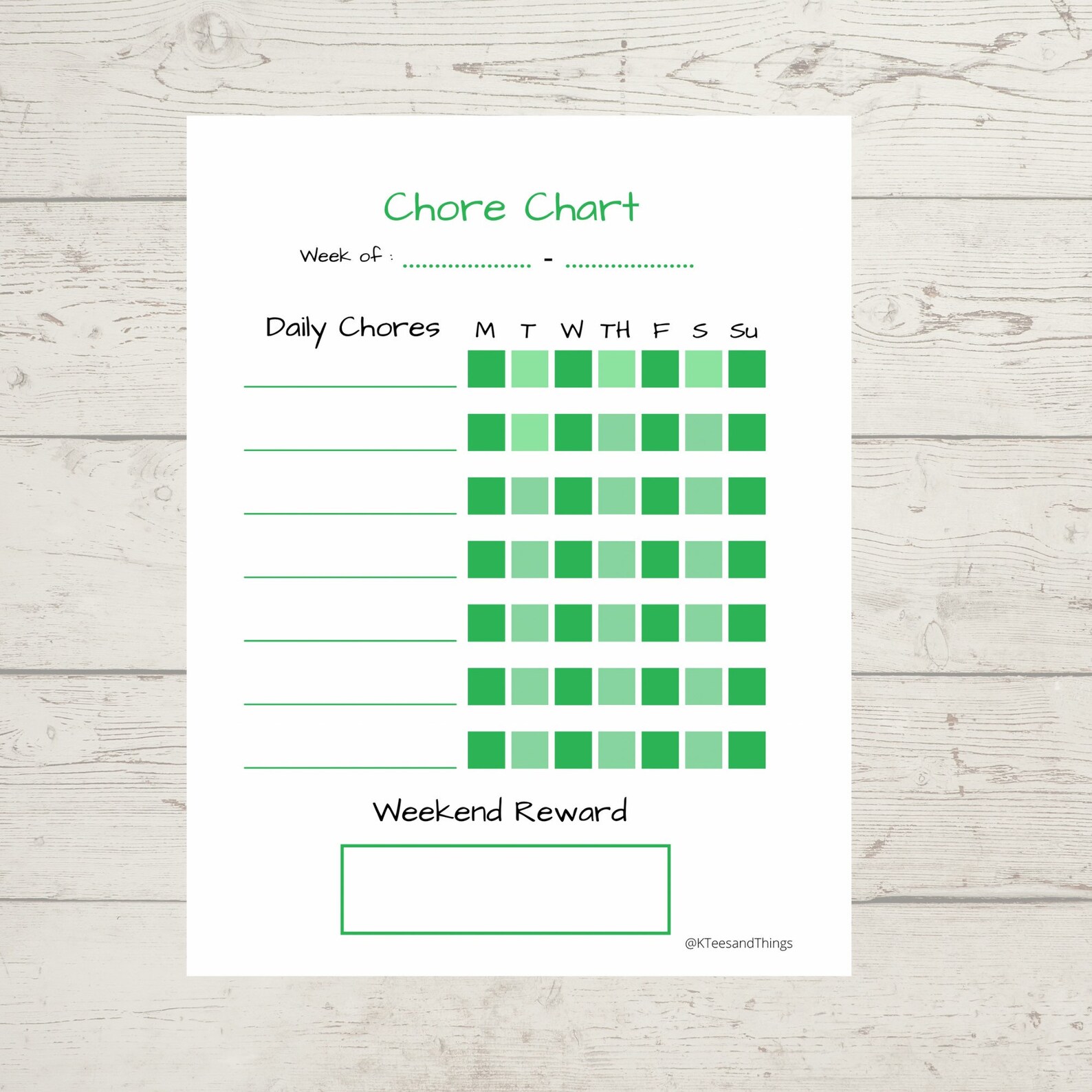 Chore Chart Printable Fillable Chore Chart Weekly Chore - Etsy