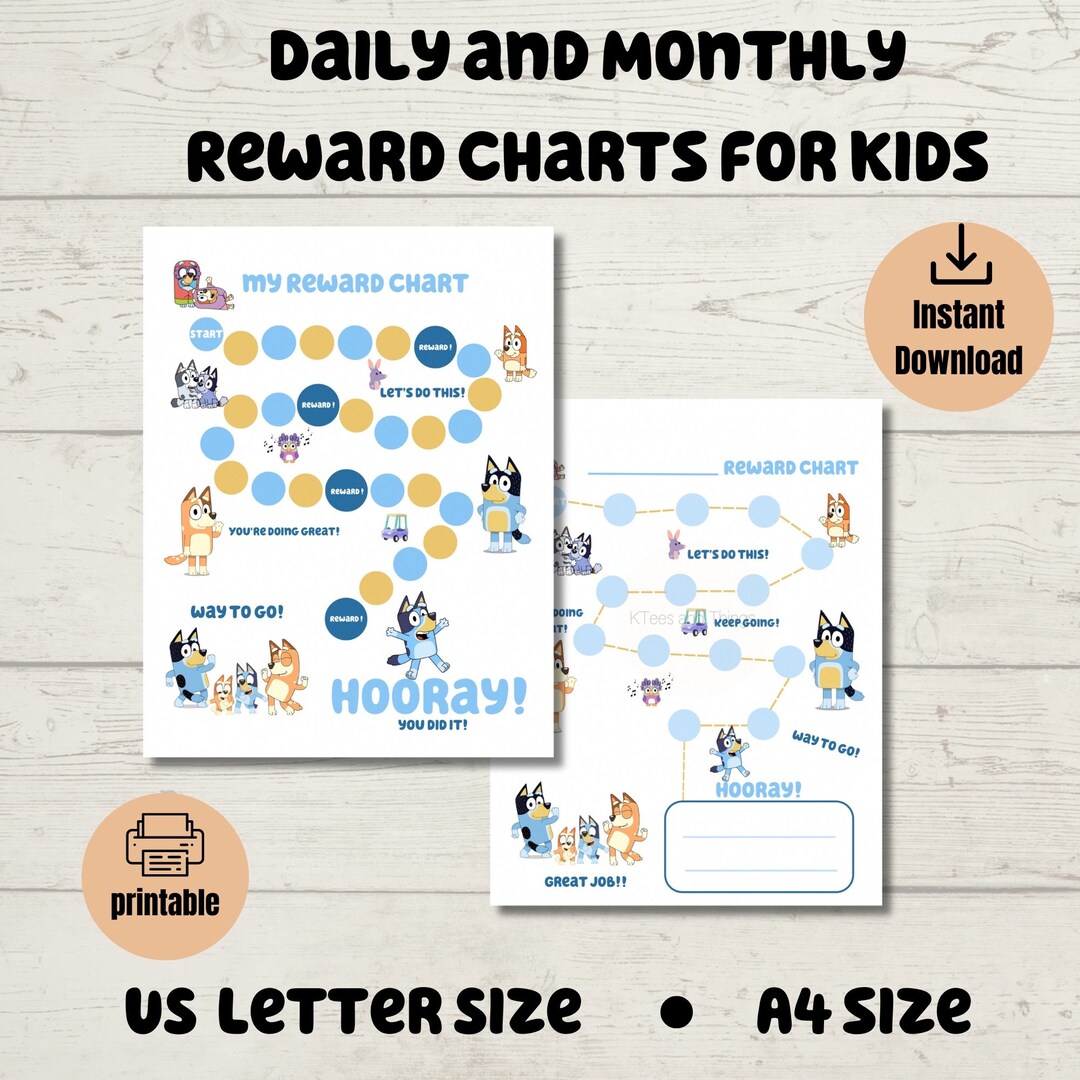 Bluey Reward Chart - Printable Reward Chart - Behavior Reward Chart for ...