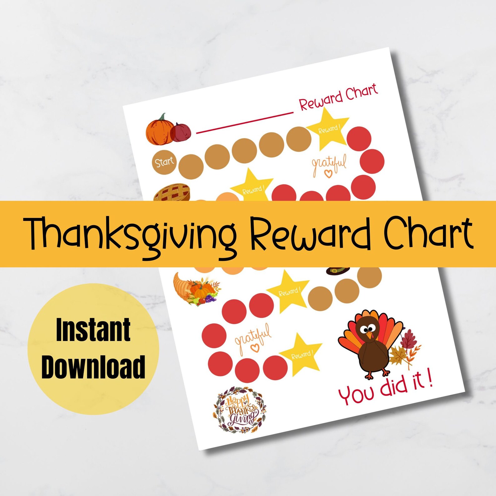 Thanksgiving Reward Chart Potty Training Chart Kids Reward Chart ...