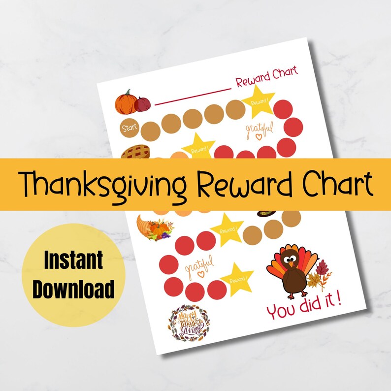 Thanksgiving Reward Chart Potty Training Chart Kids Reward - Etsy