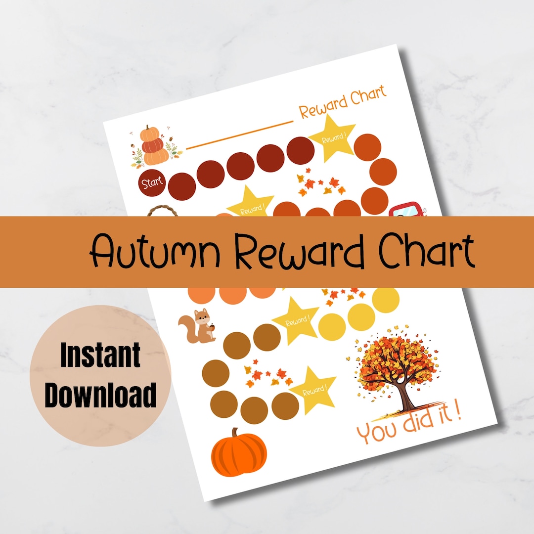 Autumn Reward Chart - Fall Reward Chart- Potty Training Chart- Sticker ...