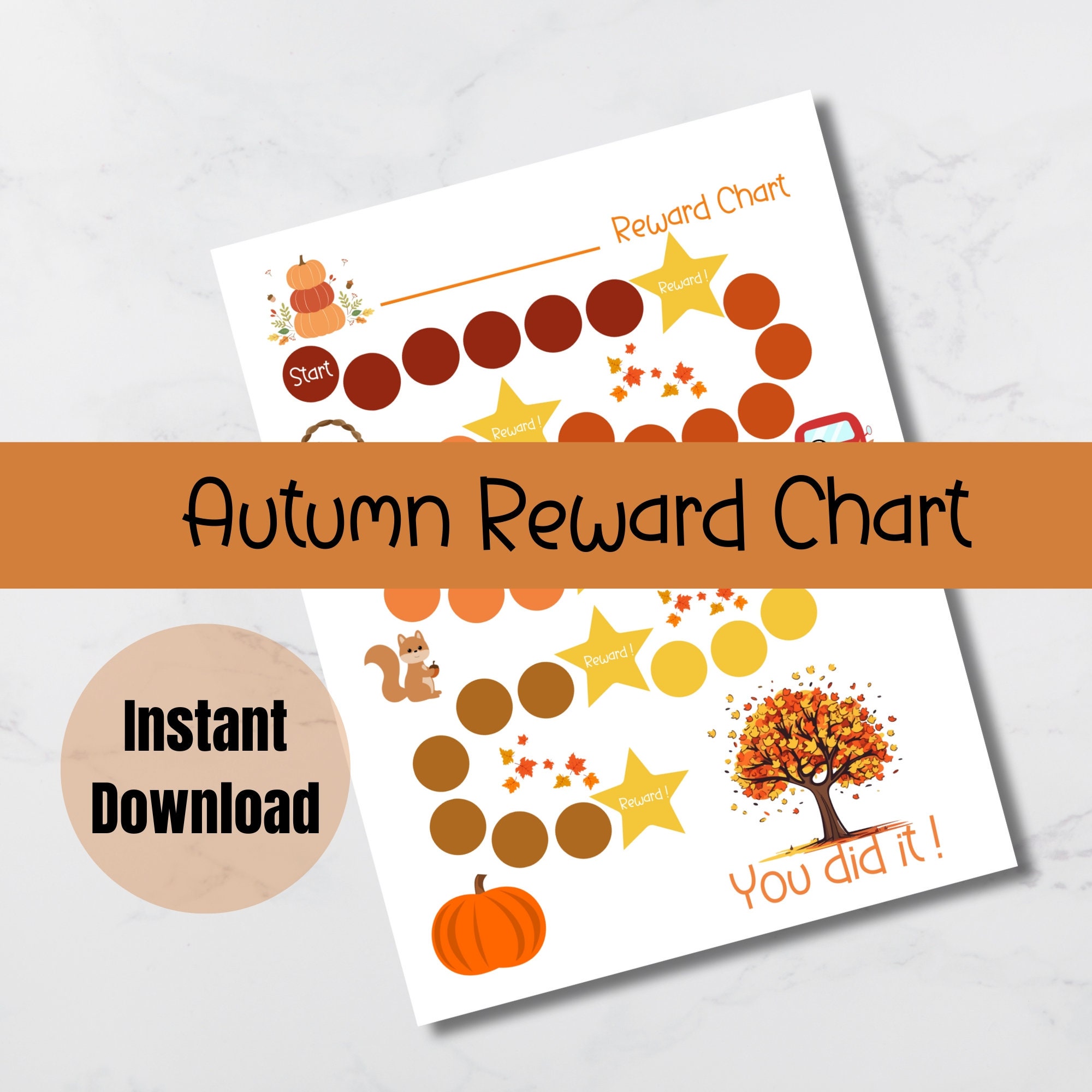 Autumn Reward Chart - Fall Reward Chart- Potty Training Chart- Sticker ...