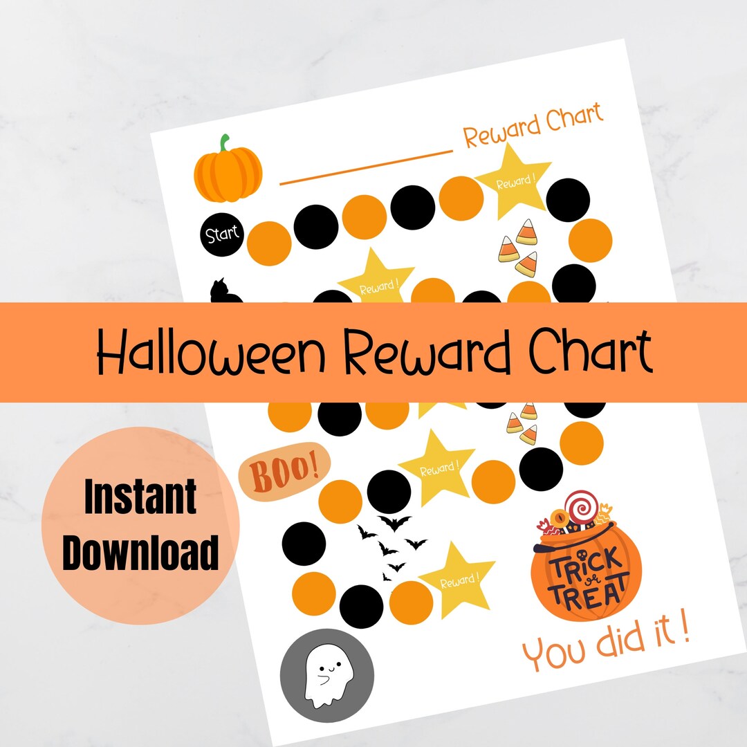 Halloween Reward Chart -reward Chart for Kids-sticker Chart-toddler ...