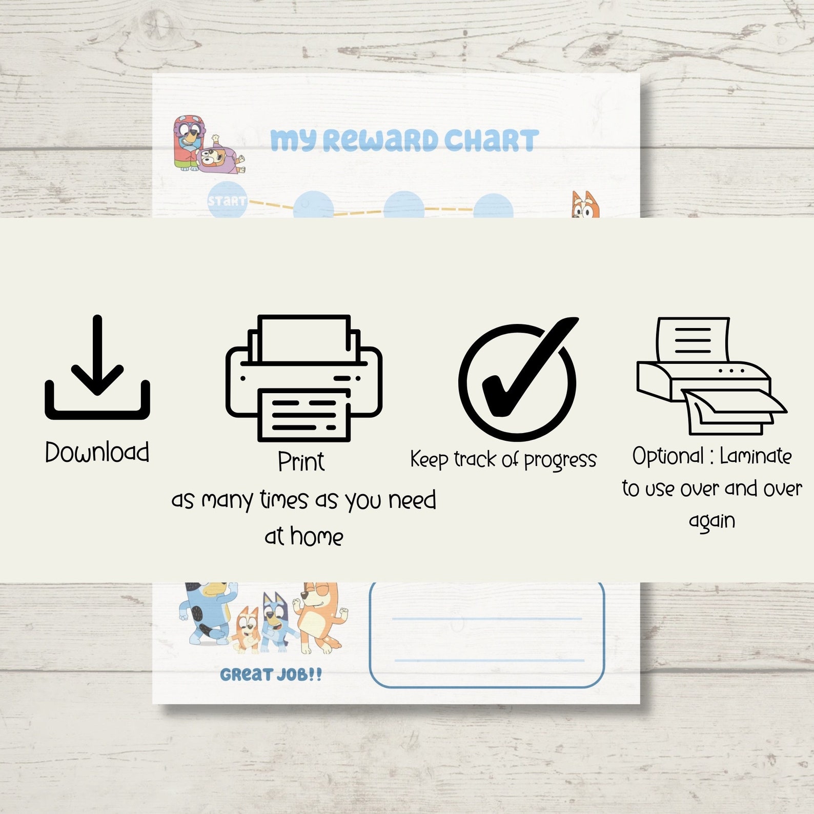 Bluey Reward Chart - Printable Reward Chart - Behavior Reward Chart for ...