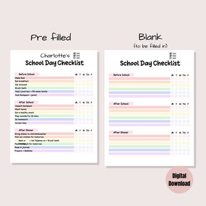 Kids Checklists and Charts Bundle - School Day Checklist - Reward Chart ...