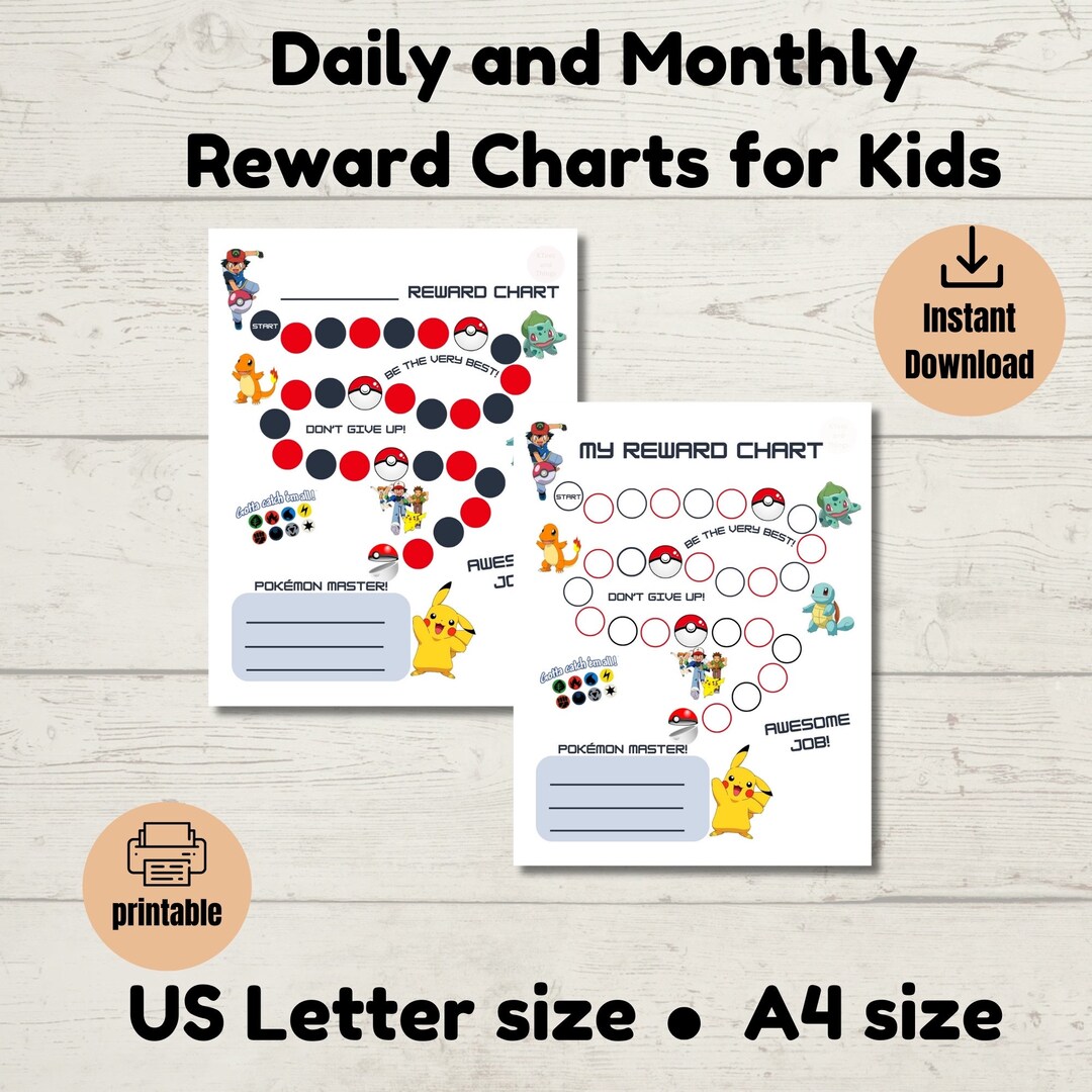 Pokemon Reward Chart Printable Reward Chart Behavior Reward Chart for ...