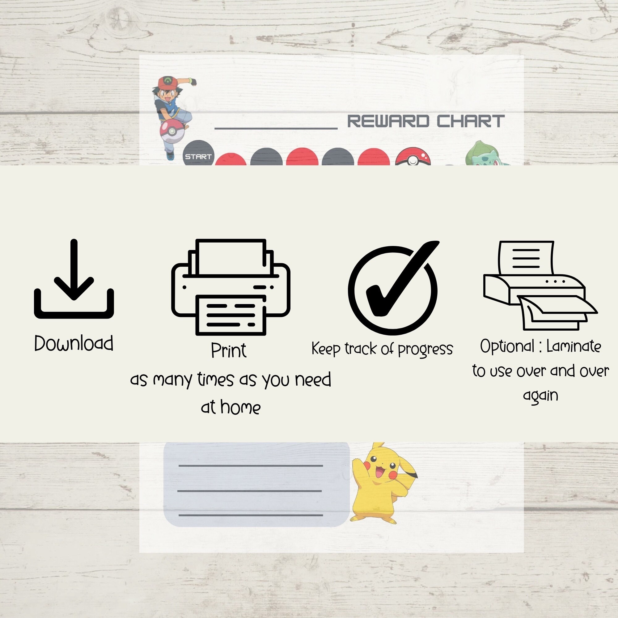 Pokemon Reward Chart - Printable Reward Chart - Behavior Reward Chart ...