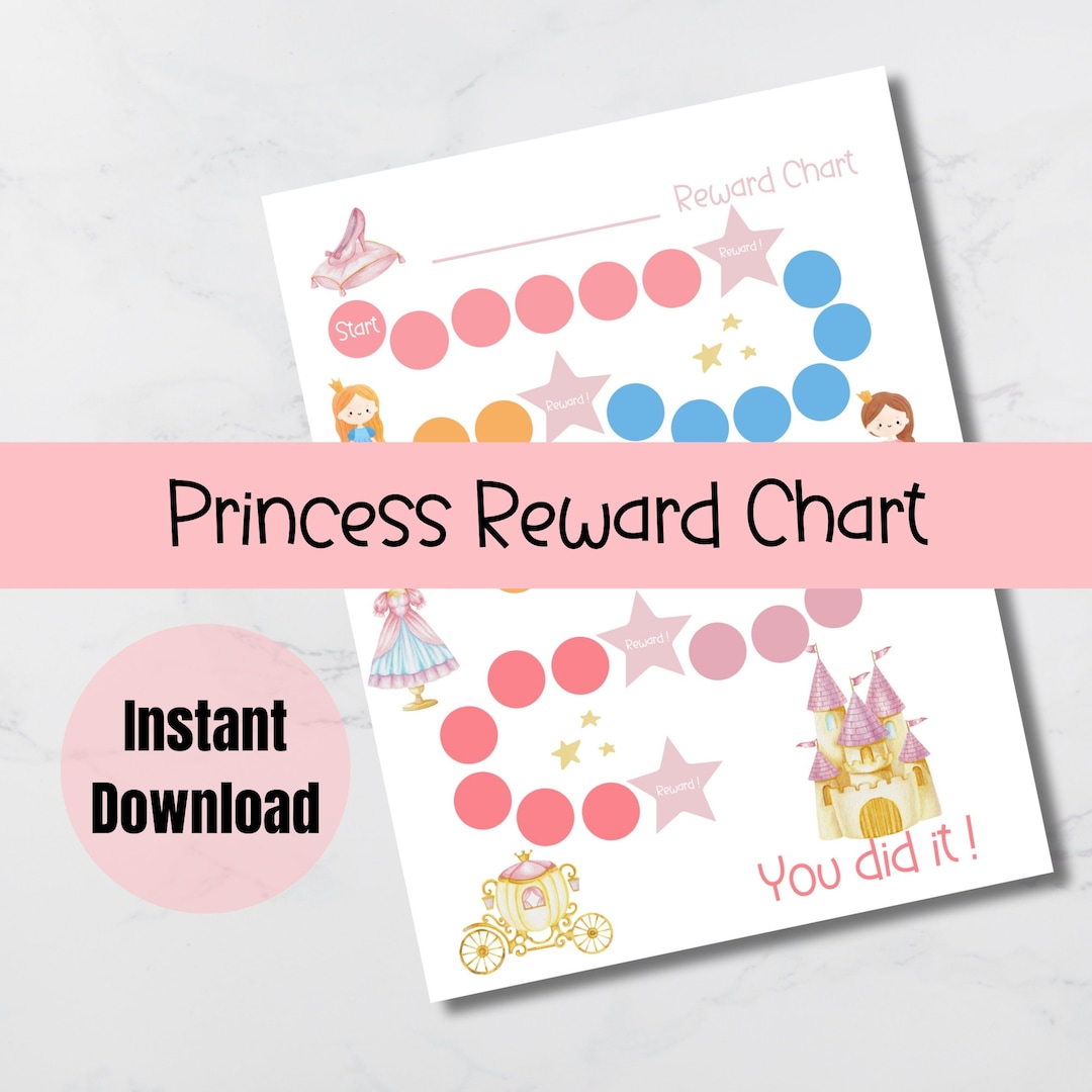 Princess Reward Chart -potty Training Chart -princess Sticker Chart ...