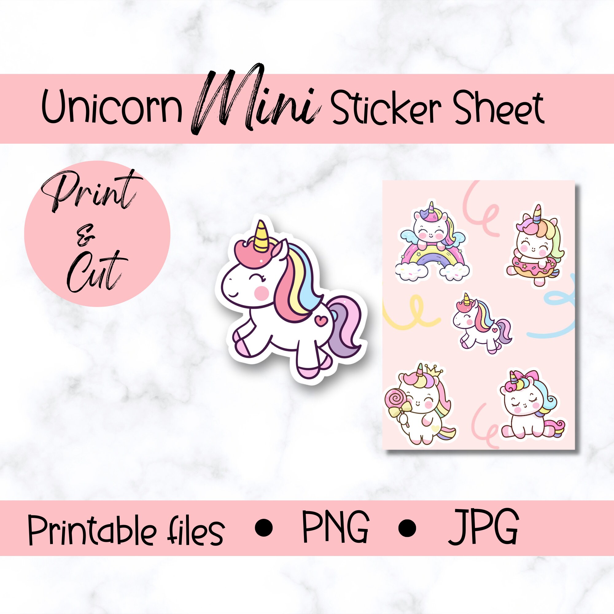 Mini Unicorn Sticker Sheet Mini Sticker Sheets for Goody - Etsy