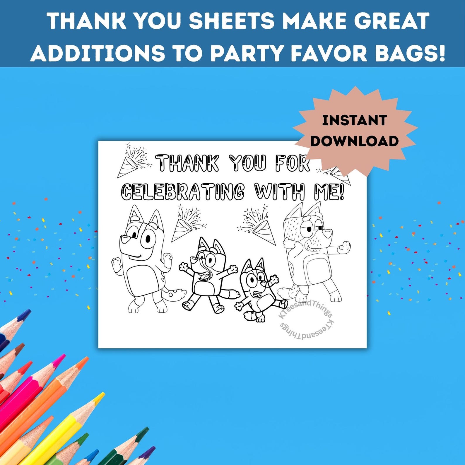BLUEY Inspired Activity Sheet - Themed Coloring Sheets for Kids ...