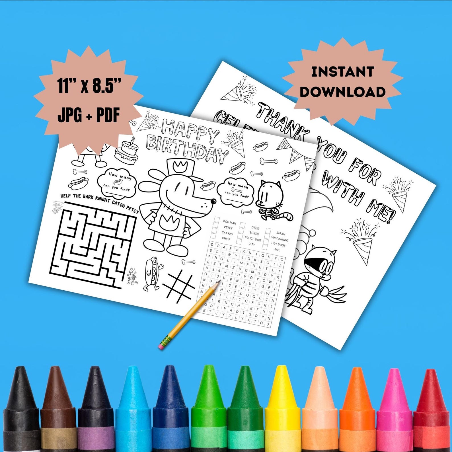 DOG MAN Inspired Activity Sheet - Themed Coloring Sheets for Kids ...