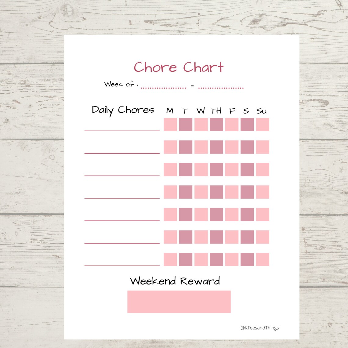 Chore Chart Printable Fillable Chore Chart Weekly Chore - Etsy