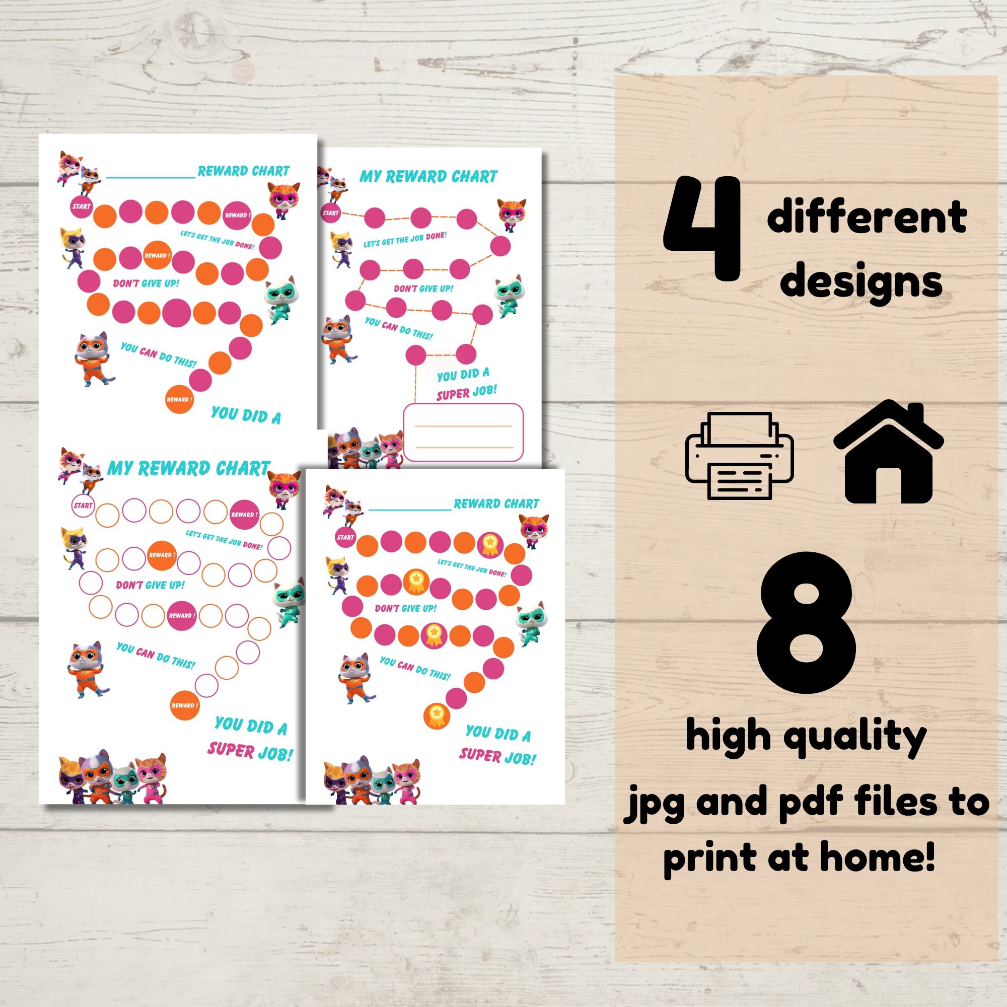 Super Kitties Reward Chart for Kids - Toddler Reward Chart - Kids Chore ...