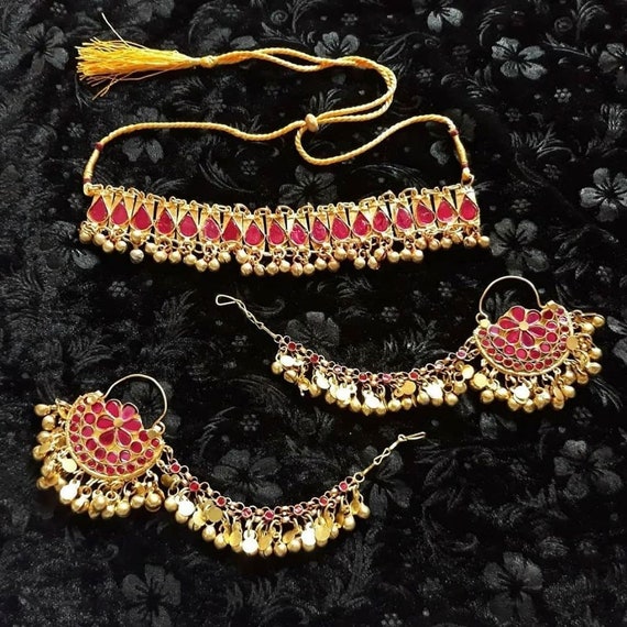 Red Necklace and Earring | Etsy