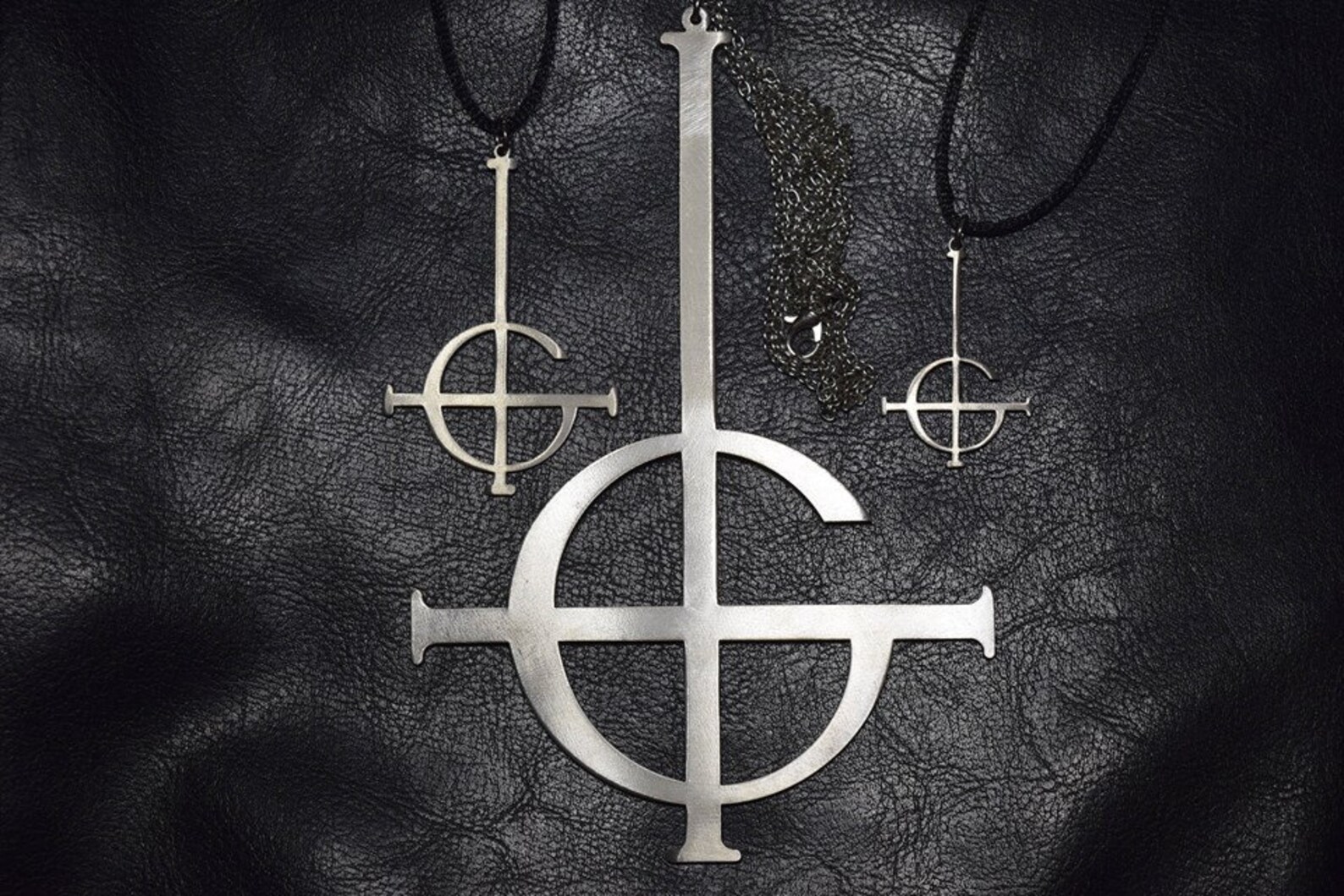 BIG Grucifix pendant Ghost BC stainless steel necklace Papa | Etsy