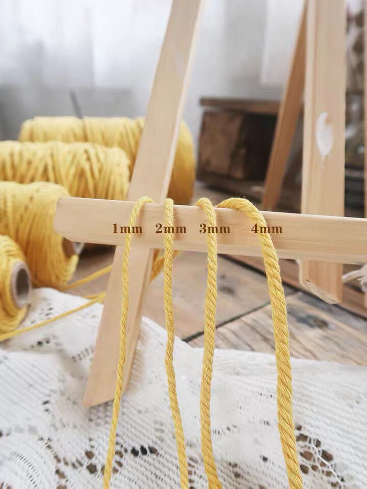 2 Mm Cotton Macrame Cord, 3 Strands 100 Meters 140 Grams Twisted Rope ...