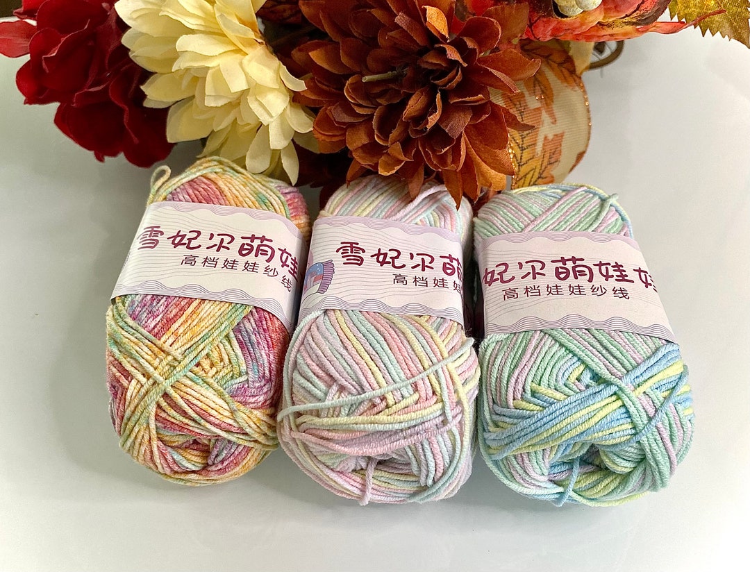 4 Ply Multicolor Variegated Milk Cotton Yarn, Space-dyed Segment-dyed ...