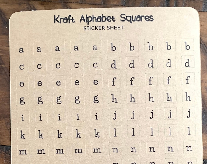 Kraft Alphabet Squares Sticker Sheet Kraft Sticker Paper - Etsy