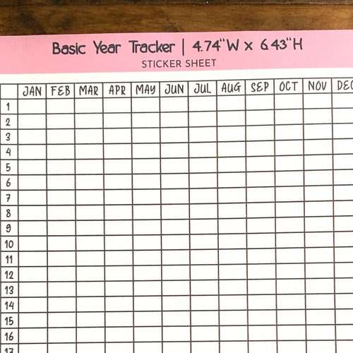 Basic Year Tracker 1 Large Year Tracker Sticker - Etsy
