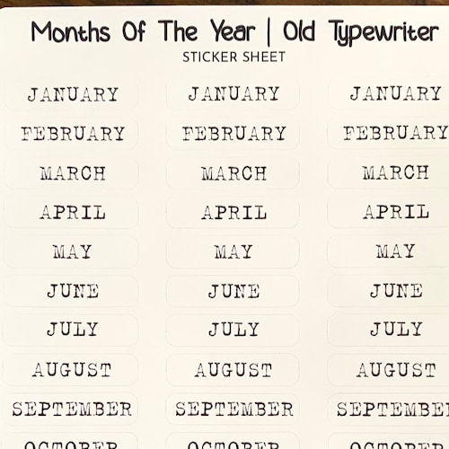 Months of the Year Old Typewriter Sticker Sheet JANUARY - Etsy
