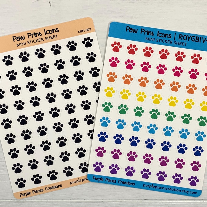Paw Print Mini Stickers - Etsy