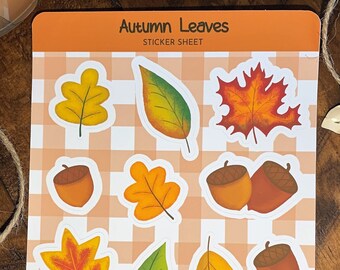 Autumn Leaves and Acorns Black and White Printable Stickers - Etsy