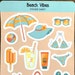Beach Vibes Sticker Sheet | Beach Themed Decorative Sticker Sheet for ...