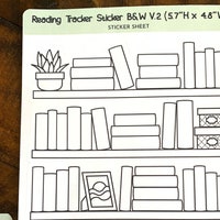 Arched Bookcase Reading Tracker Sticker - Color in Book Shelf Sticker ...