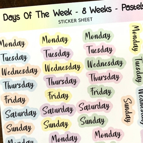 Themed Days of the Week Stickers - Etsy