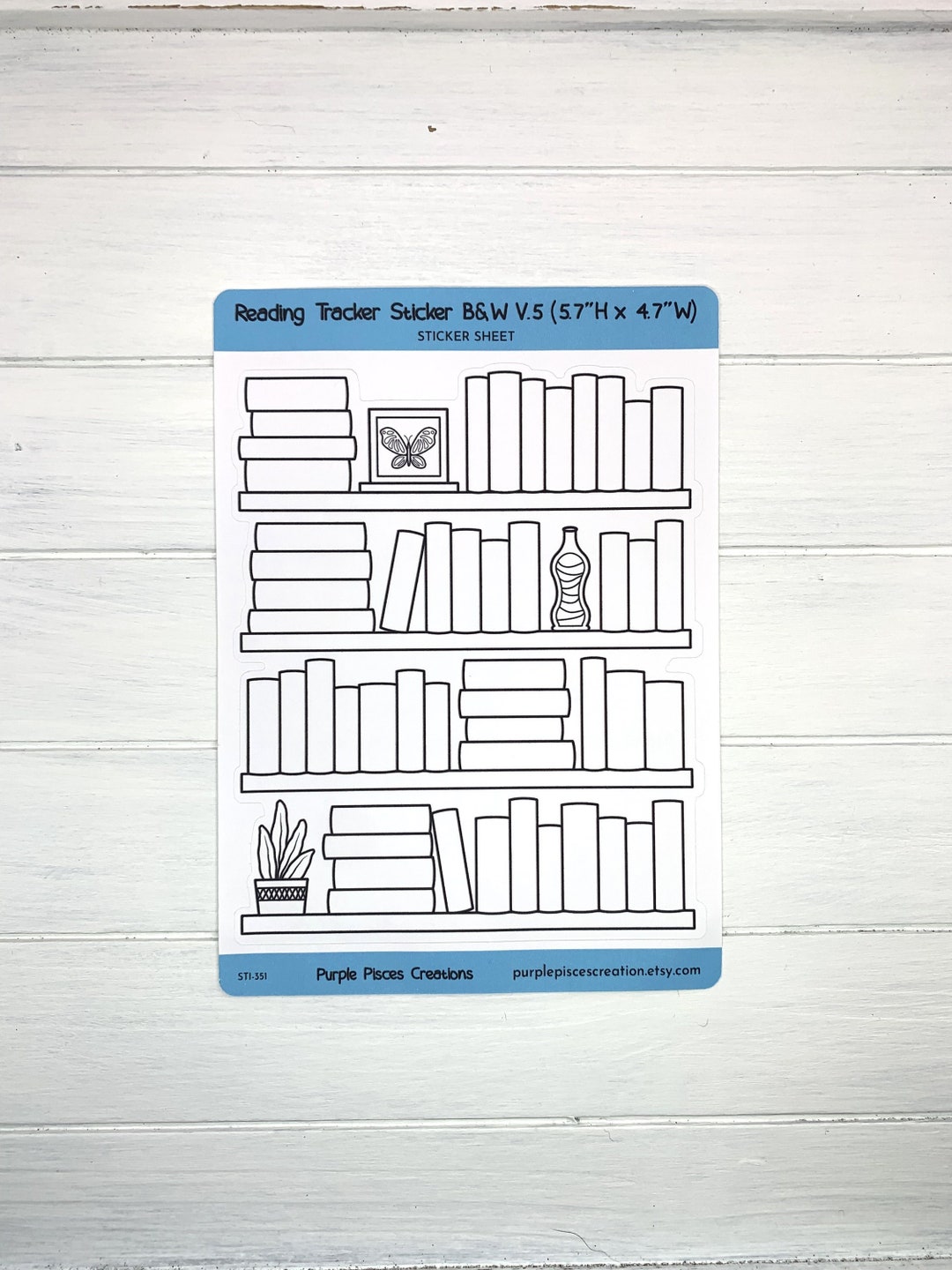 Reading Tracker Sticker Set V5 B&W 1 Reading Tracker Sticker 5.7hx4.7 W ...