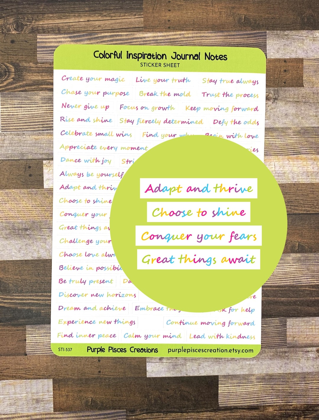 Colorful Inspiration Journal Notes Sticker Sheet | 57 Inspirational ...