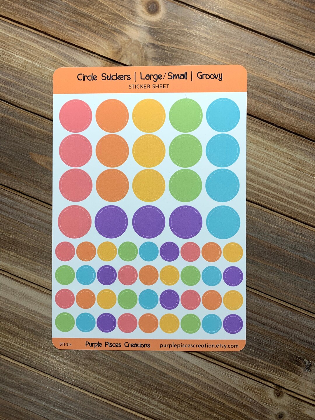 Circle Stickers | Large/small | Groovy Theme | 20 Large (.7 In) Circles ...