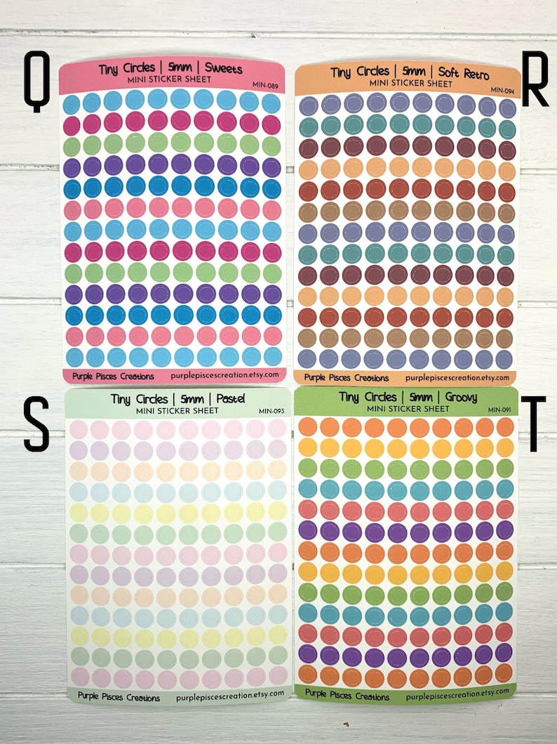 Tiny Circles 5mm Mini Sticker Sheet | 130 Tiny (5mm / .19in) Circles ...