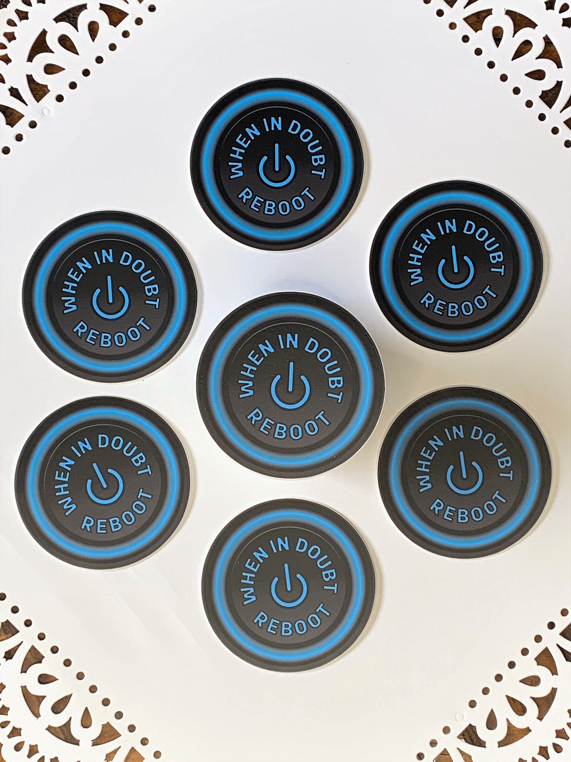 When in Doubt Reboot VINYL WATERPROOF Round Sticker - Etsy UK