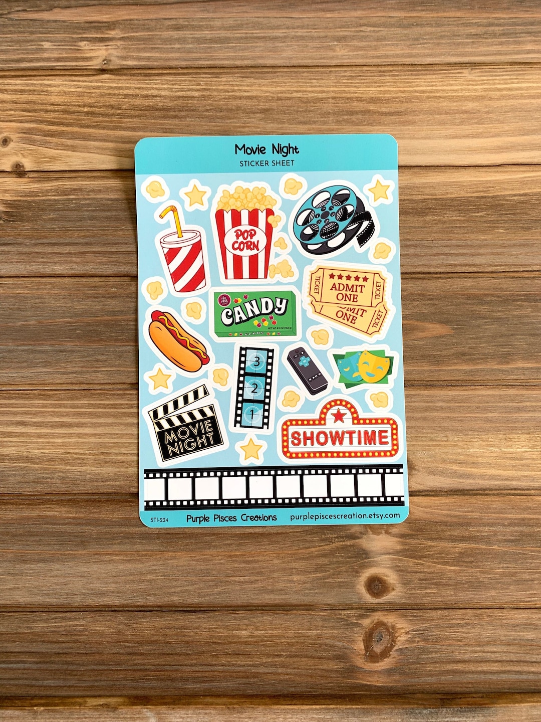Movie Night Sticker Sheet | Decorative Stickers for Planners, Journals ...