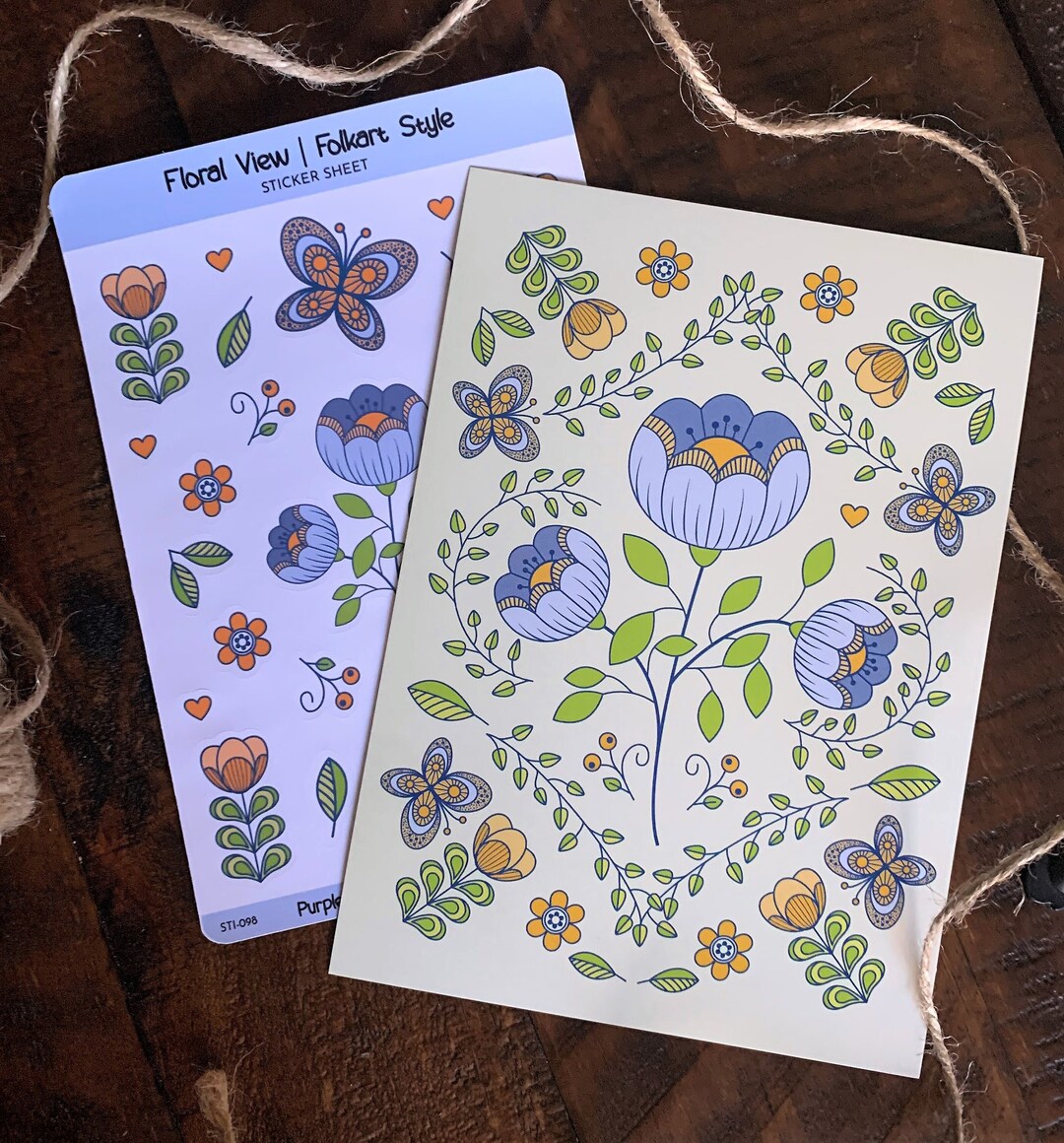 Floral View 5x7 Art Print AND/OR Floral View Folkart Style Sticker ...
